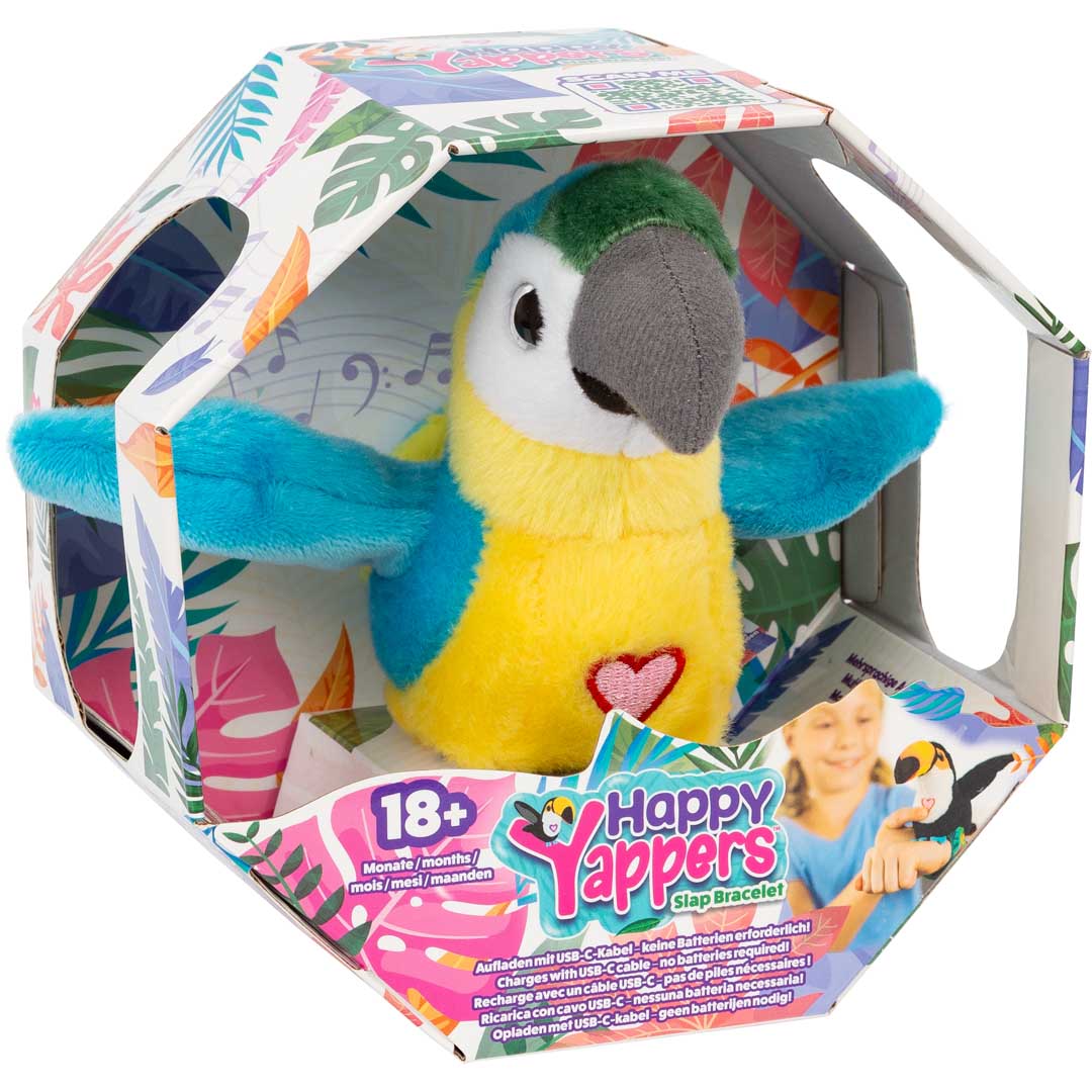 Happy Yappers Blue Parrot Interactive Plush Toy 506127 Happy Yappers Blue Parrot Interactive Plush Toy 506127